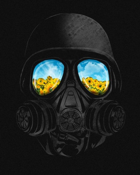 gas mask reflection | Eller's Artists